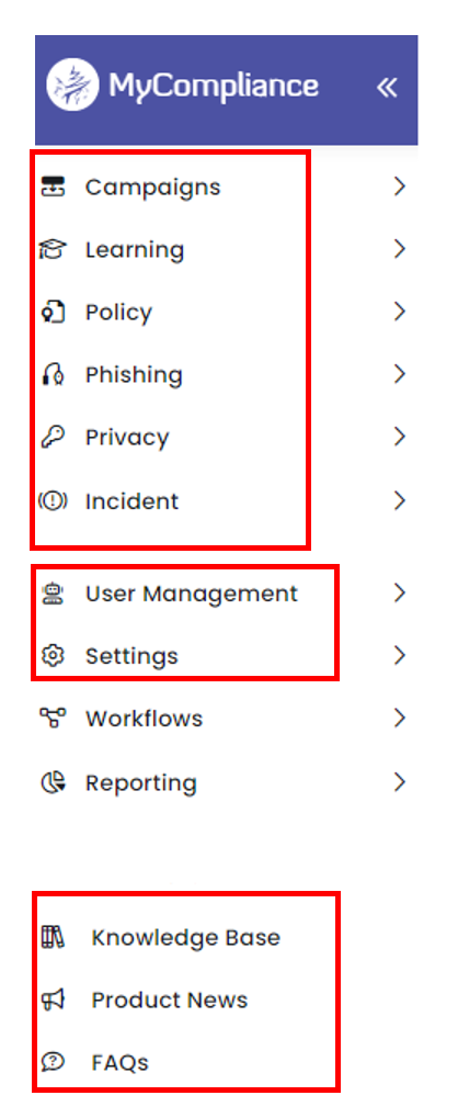 Navigation Menu Updates Metacompliance