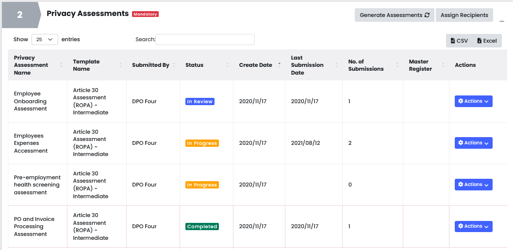 Once submitted, how do I review Privacy Assessments? – MetaCompliance