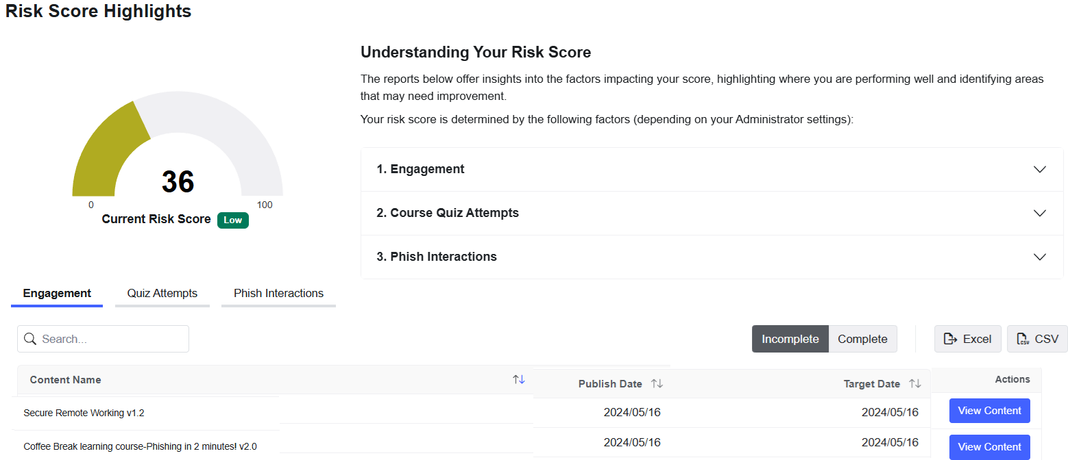 What does 'View My Risk Insights' do for the end user? – MetaCompliance
