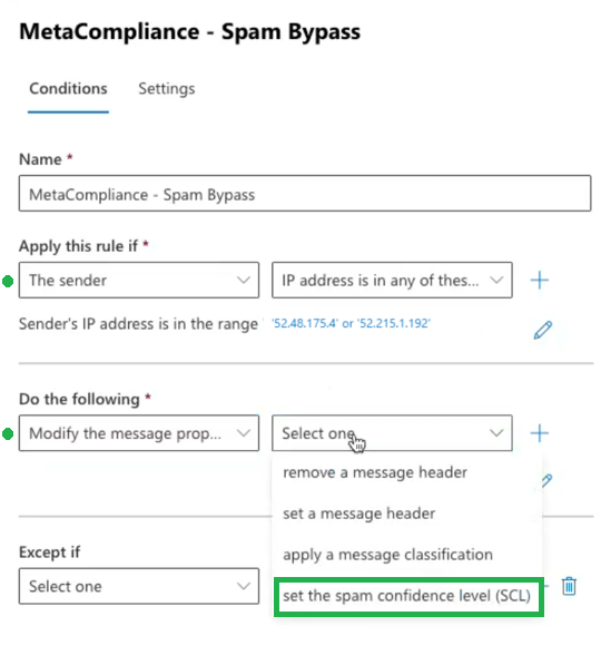 Office 365 Spam Bypass Rule – MetaCompliance