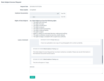 How does the Data Subject Request chat work? – MetaCompliance